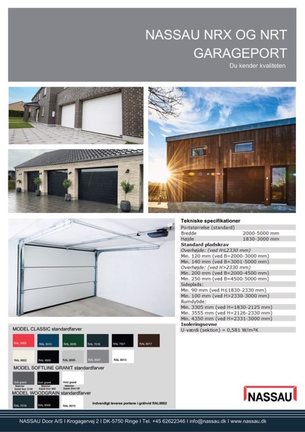 Aluport - Garageport modeller fra NASSAU fra 7.995 kr